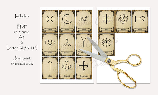 Witches Rune Cards and Journal Printable Pages - Titania Creations