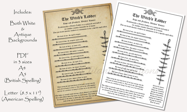 The Witch's Ladder Printable Pages - Titania Creations