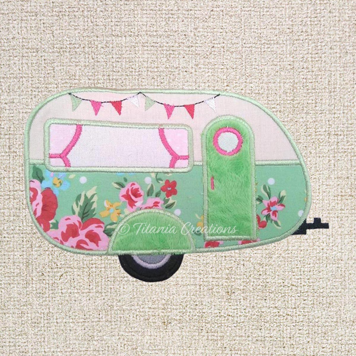 Applique Retro Caravan Camper 5x7 6x10 8x12 - Titania Creations