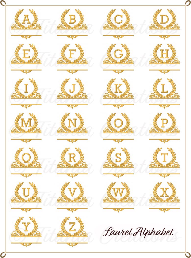 Laurel Alphabet 4x4 - Titania Creations