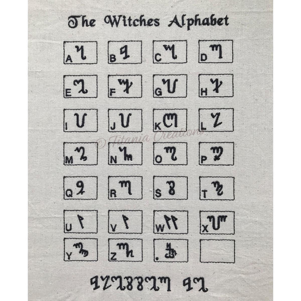 The Witches Alphabet Sampler 6x10 8x12 - Titania Creations
