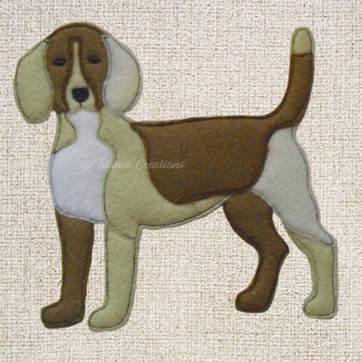Raw Edge Applique Beagle 5x7 6x10 8x12 - Titania Creations