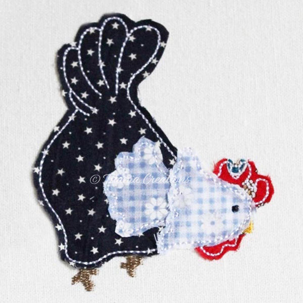 Raw Edge Appliqué Chook 2 4x4, 5x7, 6x10 - Titania Creations