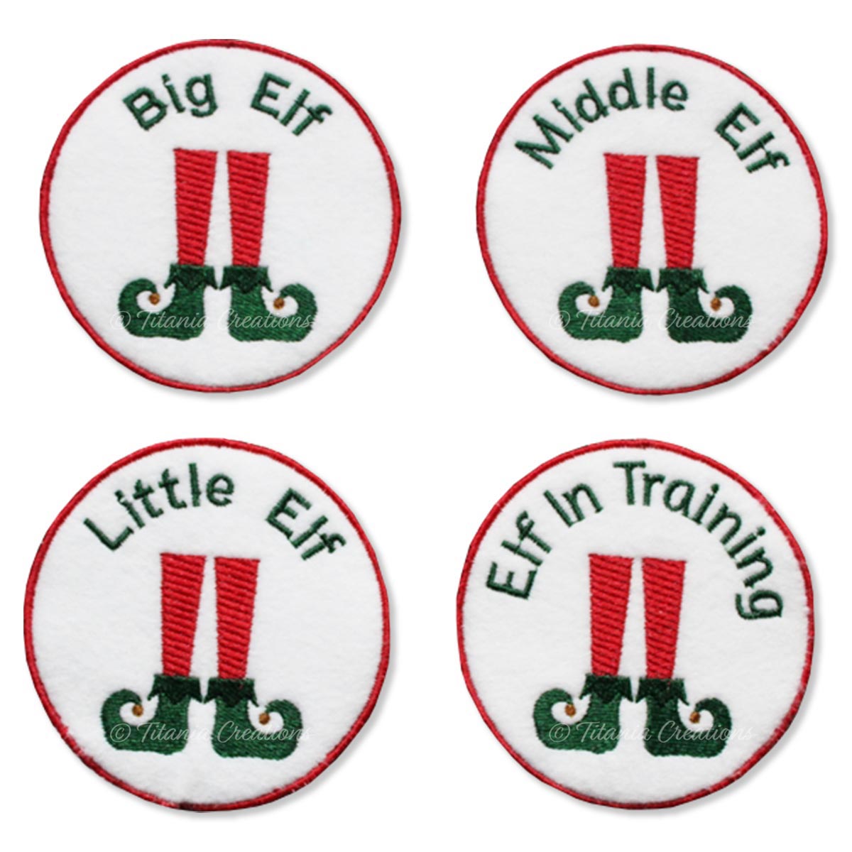 ITH Elf Badges Set of Four 4x4 - Titania Creations