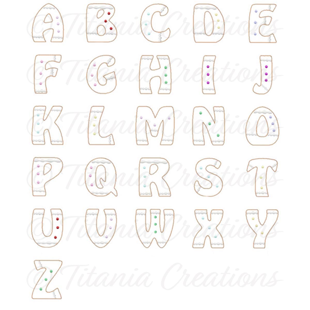 ITH Ginger Alphabet 4x4 - Titania Creations