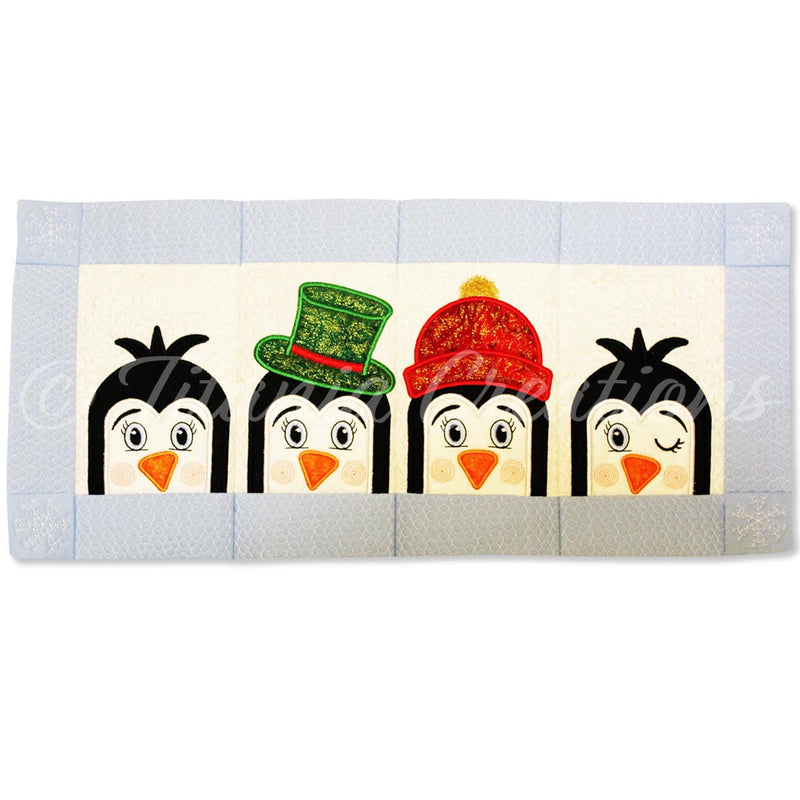 Penguin Table Runner 5x7 6x10 8x12 - Titania Creations