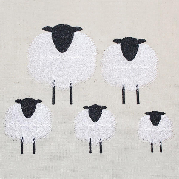 Prim Sheep Family 4x4 Set of Five - Titania Creations
