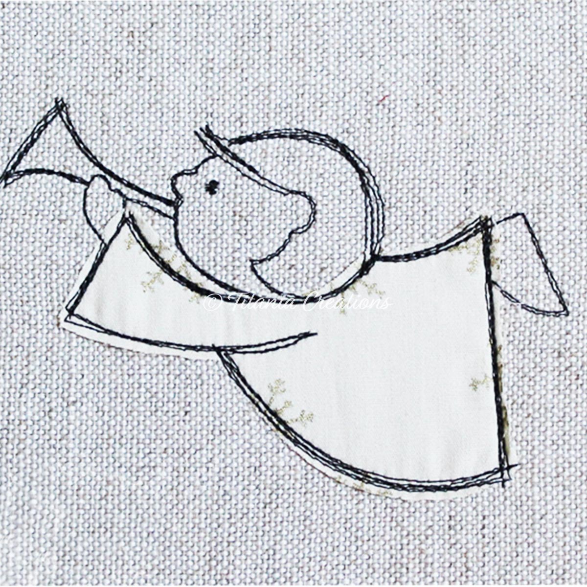 Raw Edge Applique Angel 4x4 5x7 - Titania Creations