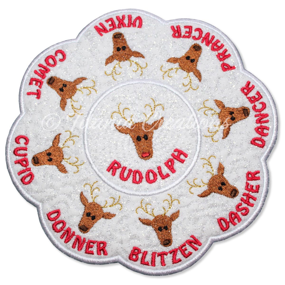 ITH Reindeer Table Candle Mat 5x5 6x6 7x7 8x8 - Titania Creations